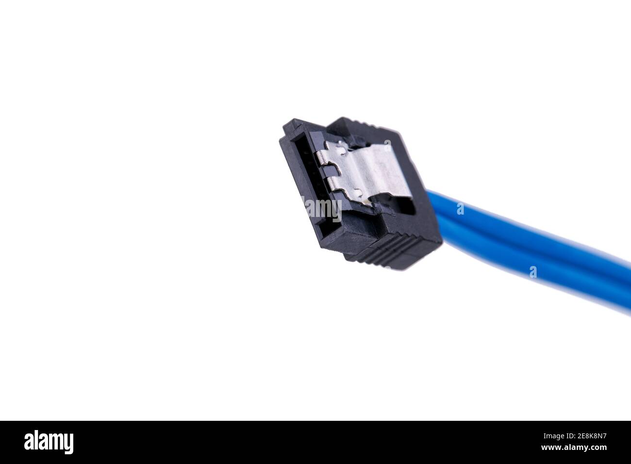 serial ata blue sata cable isolated on white background. copy space ...