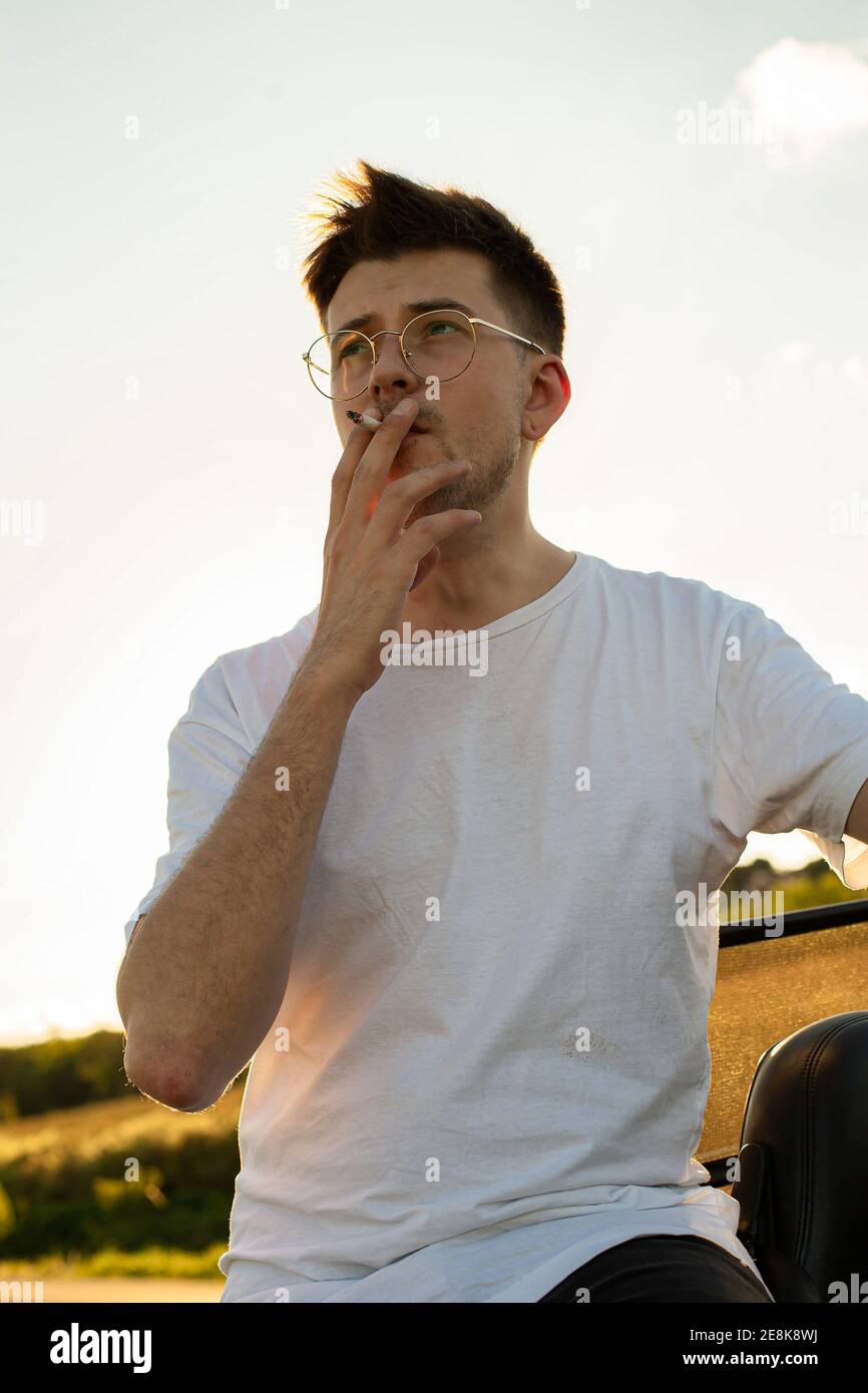 Young white european model boy portrait outside Stock Photo - Alamy