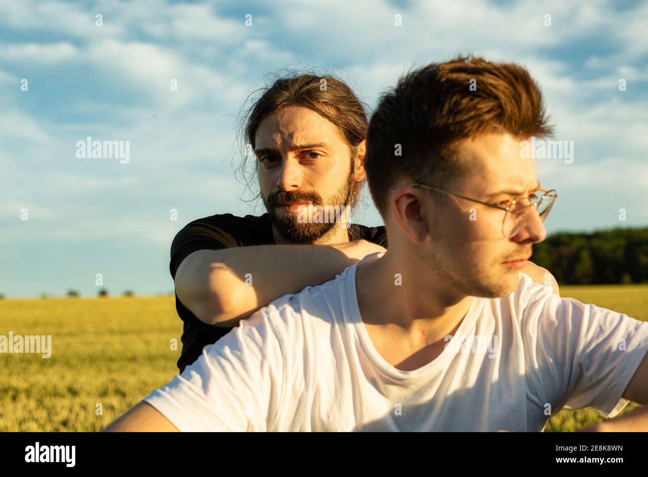 White european models boys portrait in the countryside Stock Photo - Alamy