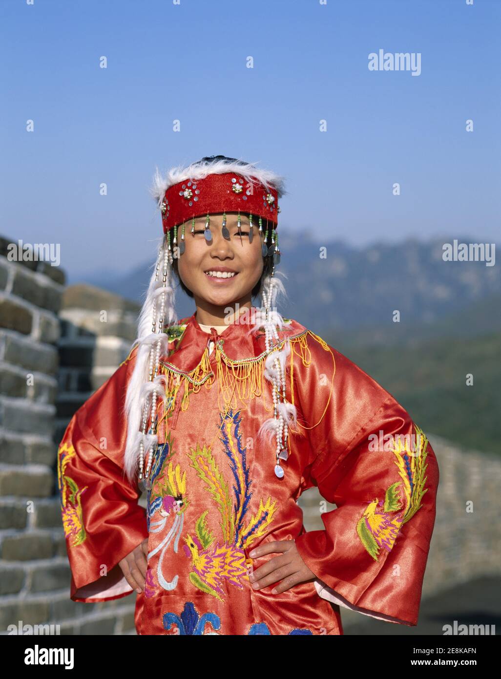 Asia China, Beijing, Great Wall of China at Mutianyu,portrait of ...