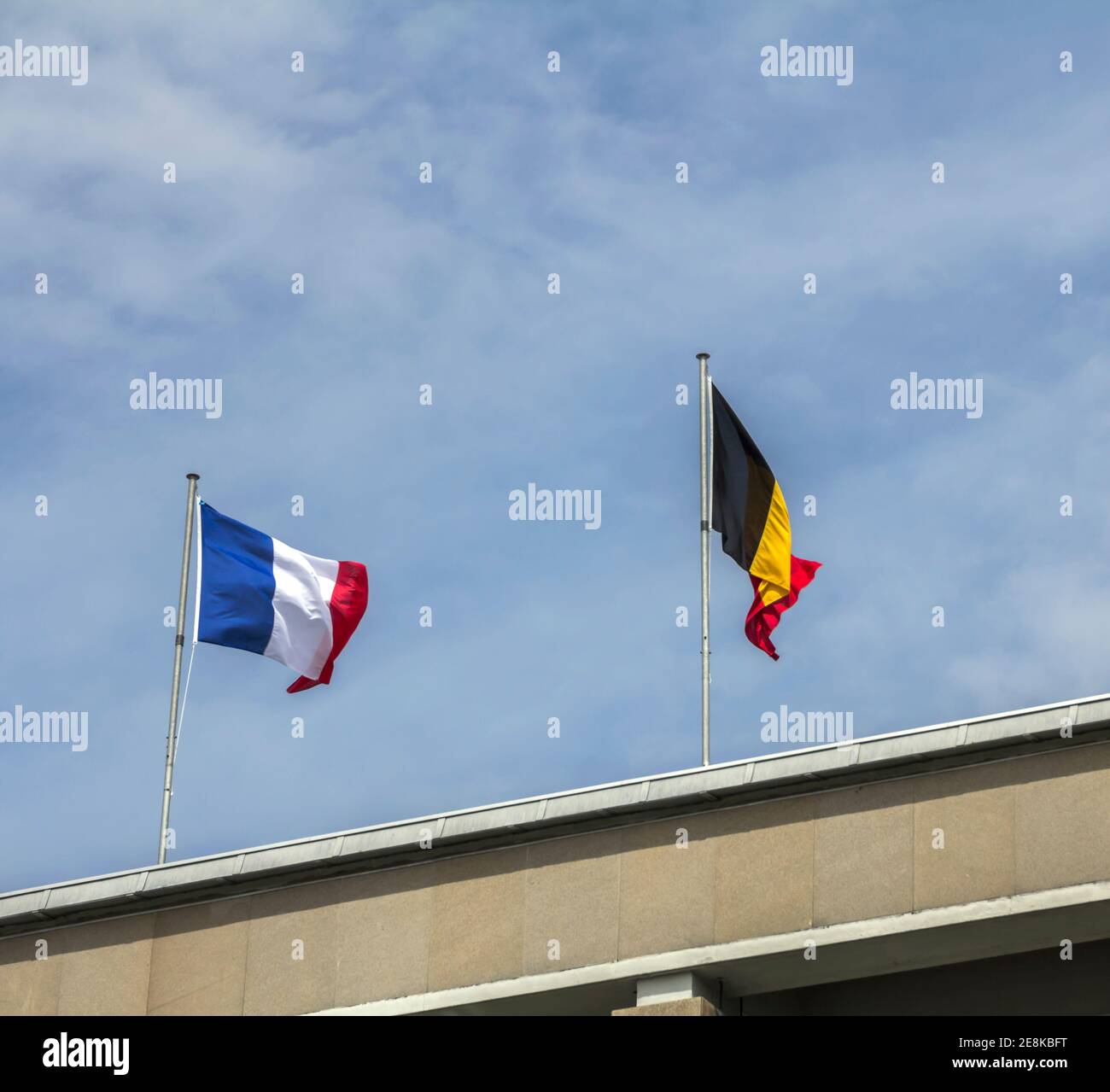 French and German flags waving against of sky Stock Photo - Alamy