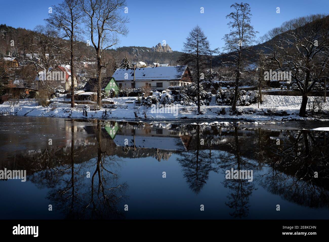 Mala Skala, Czech Republic. 31st Jan, 2021. Snow-covered landscape and ...