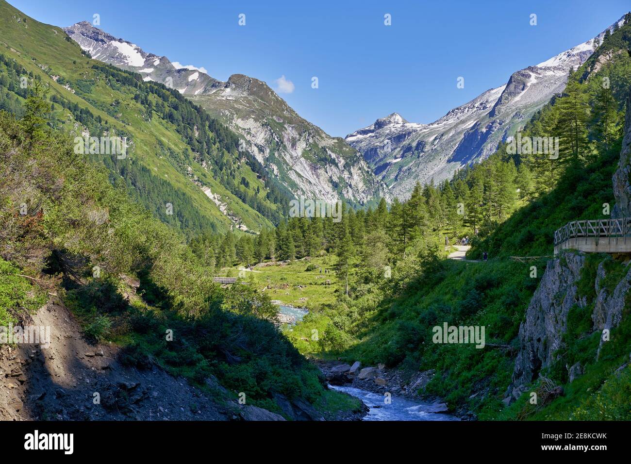 Valley in the alps with river Stock Photo - Alamy