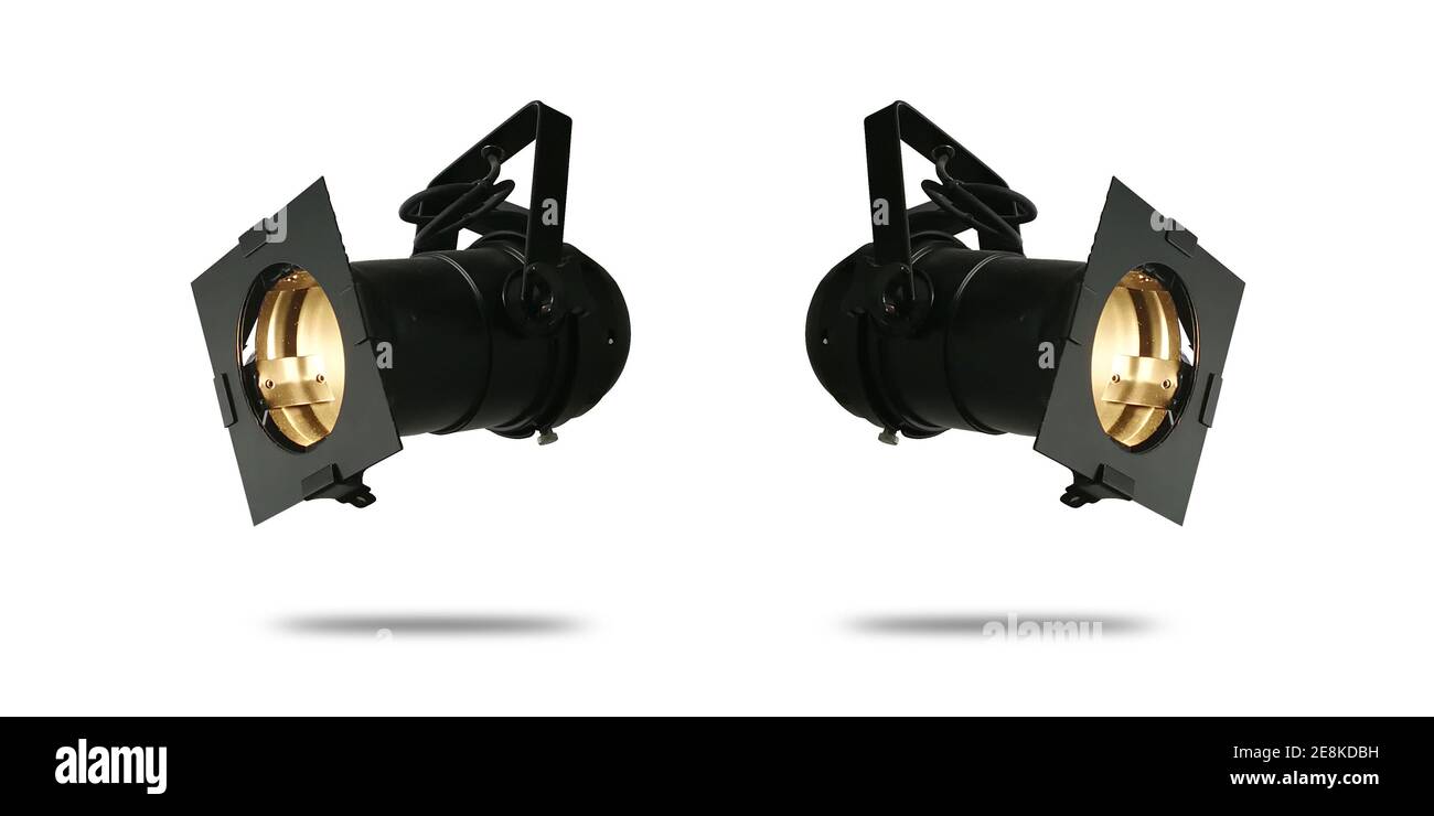 Black frame Spotlights realistic for show contest or interview Isolated ...