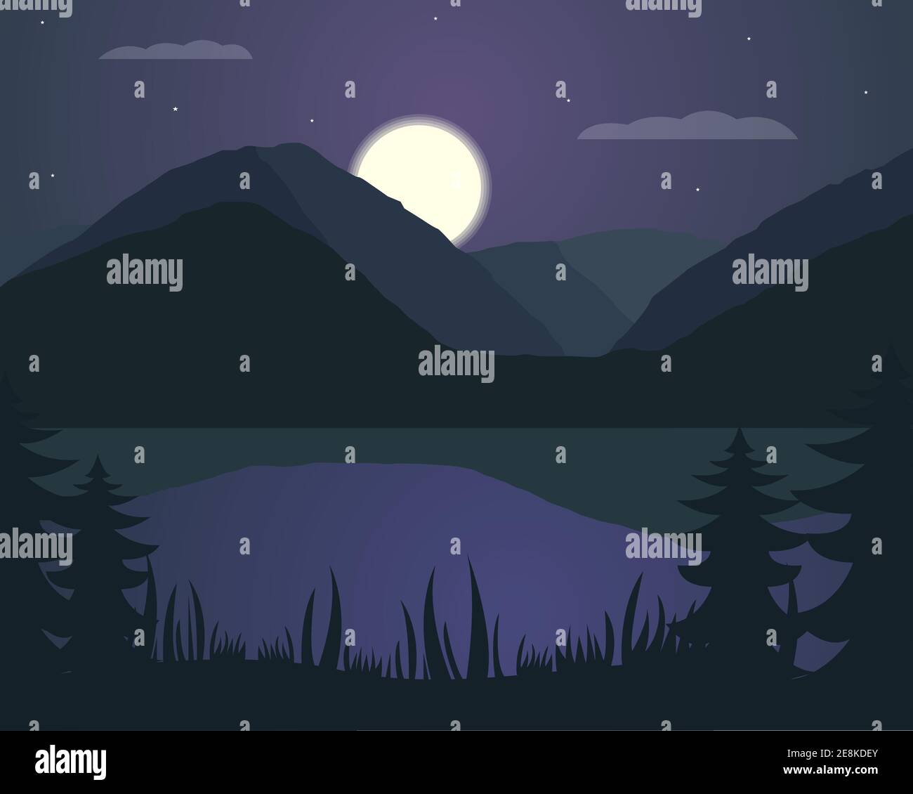 illustration vector design of landscape of mountain and lake Stock ...