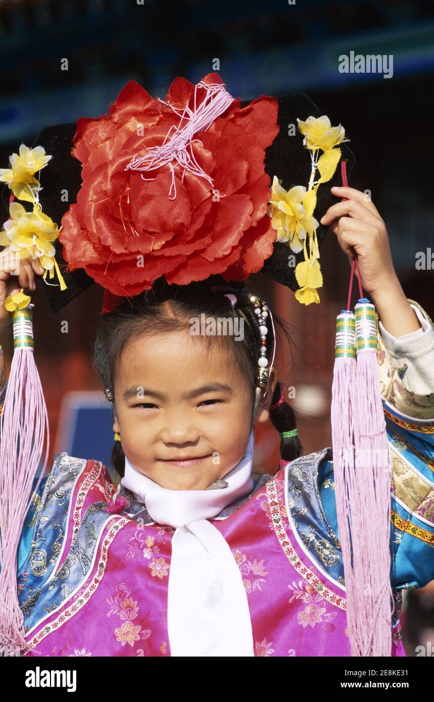 Asia, China, Beijing, Tiananmen Square,portrait of smiling,Chinese ...