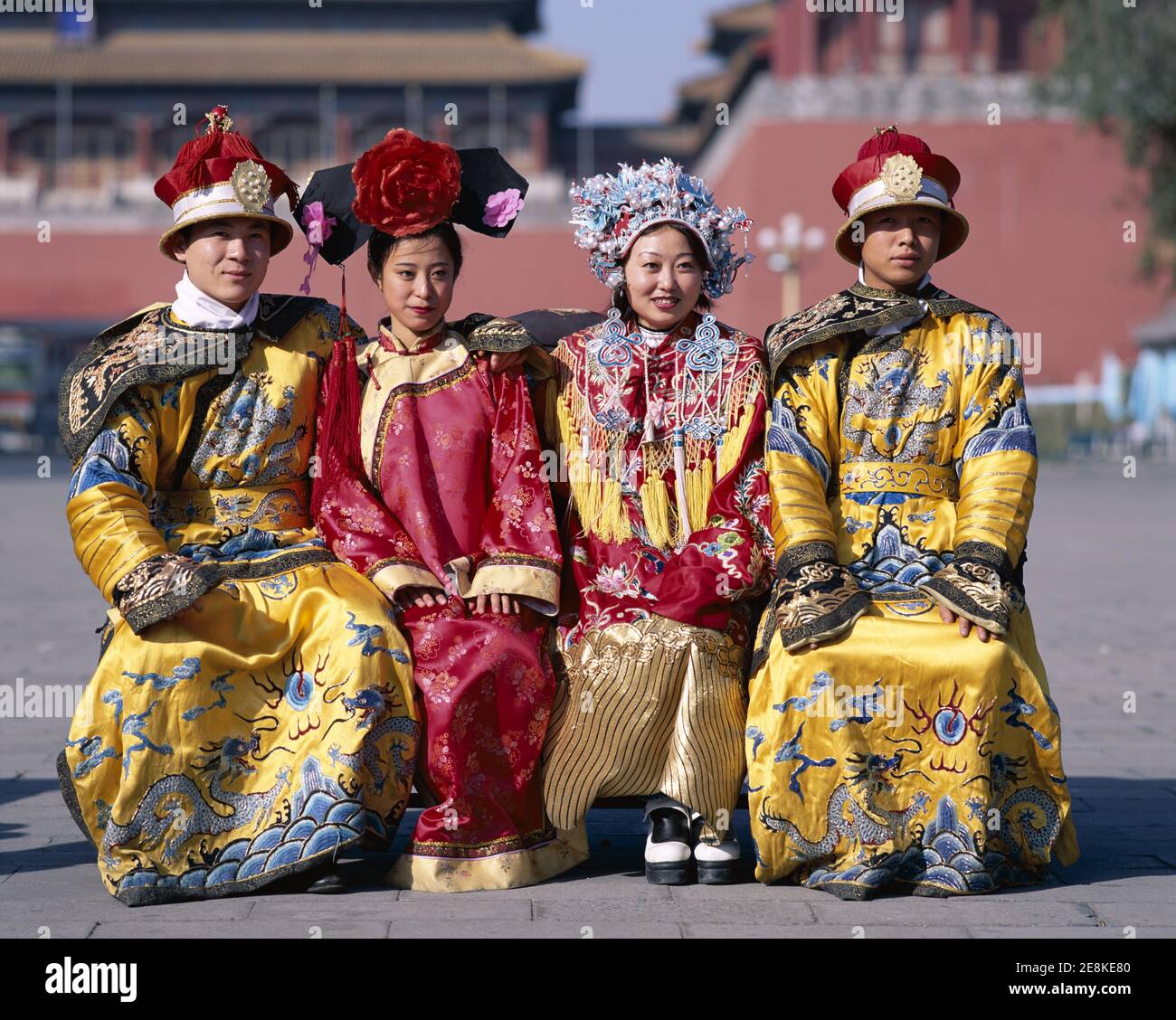 Asia, China, Beijing, Tiananmen Square,Chinese tourists wearing ...