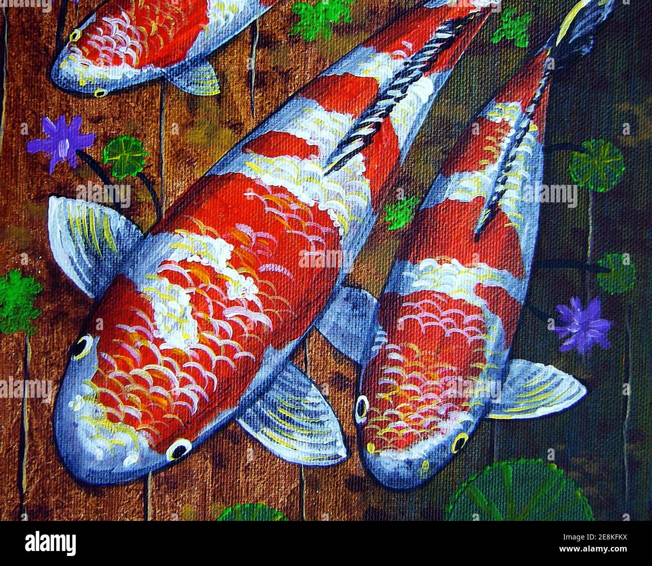 Oil painting of fancy carp fish pictures auspiciousness and good hi-res ...