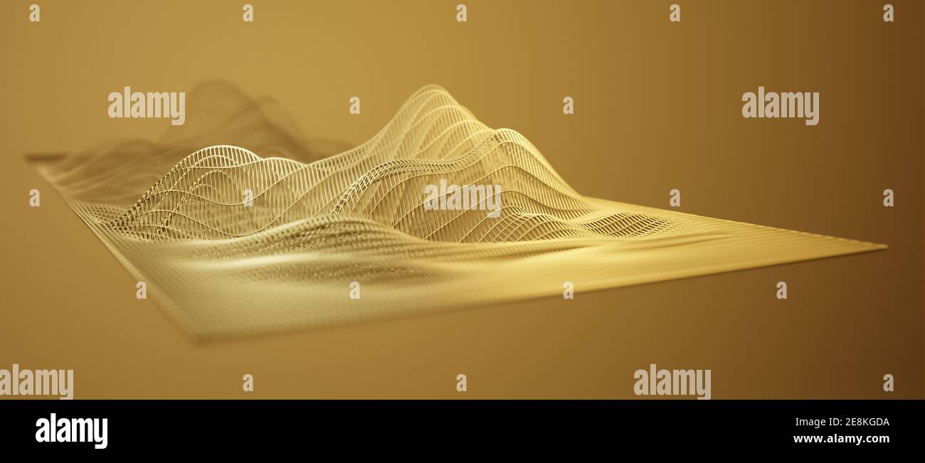 Floating 3d Wireframe Structure On A Plane Modern Abstract Virtual Grid Background Audio