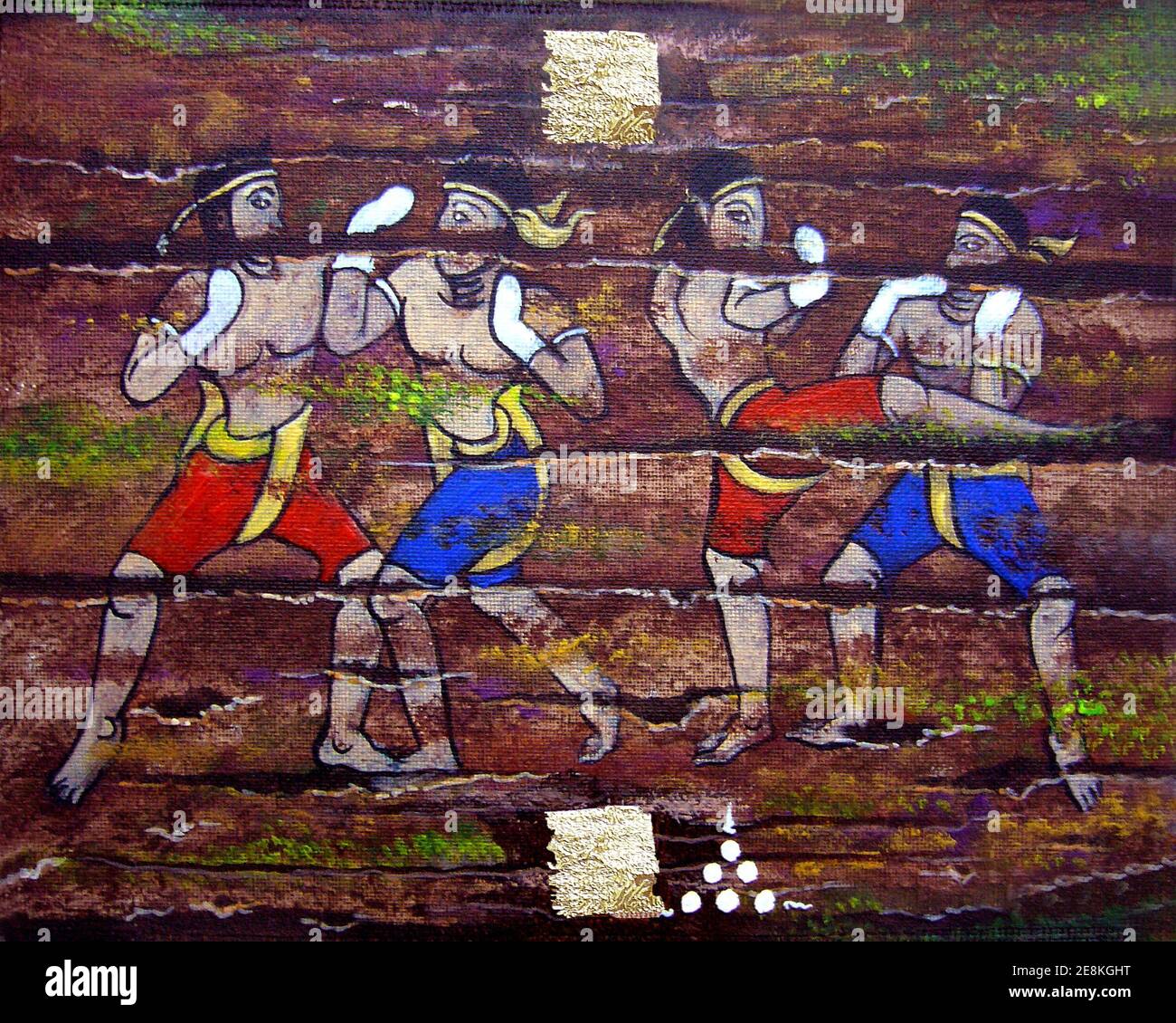 Art ,painting oil color ,Muaythai , Thai boxing ,from Thailand Stock ...