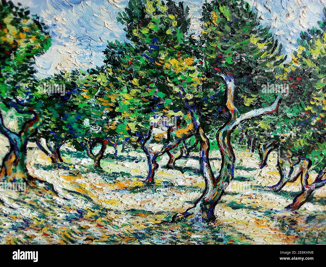 Art painting Fine art Oil color View olive tree , van Gogh Stock Photo ...