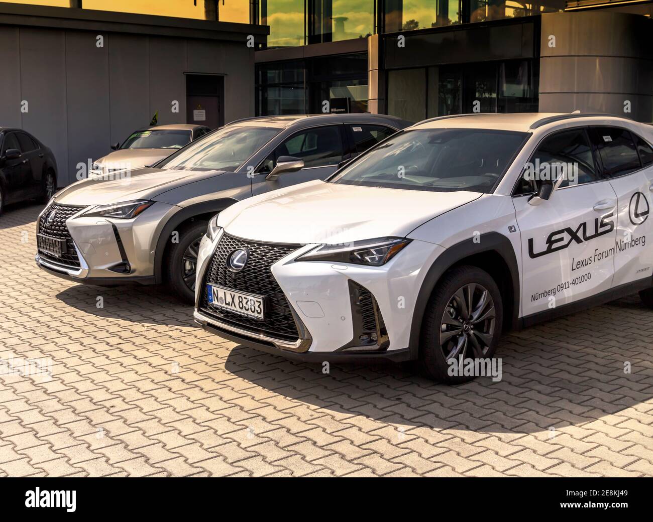 Nurnberg, Germany - LEXUS cars parked in front of car dealer. view of ...