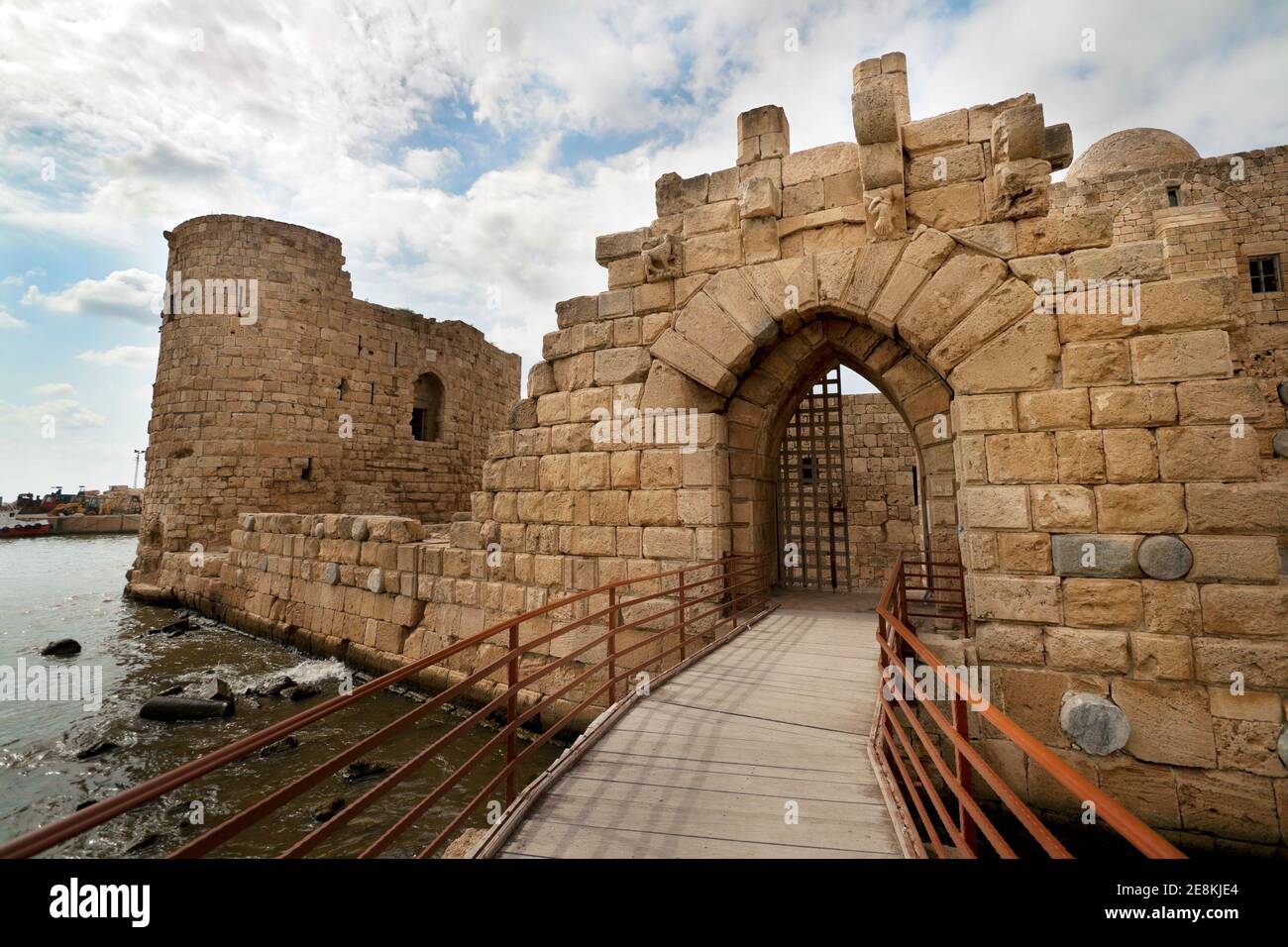 Old crusaders castle of 13th century into the sea in Saida with ...