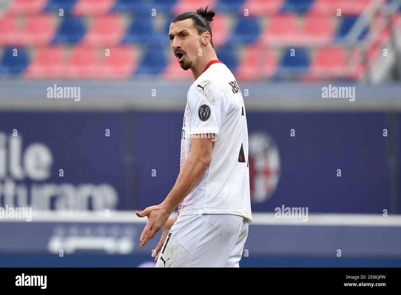 Zlatan Ibrahimovic of AC Milan reacts during the Serie A football match ...