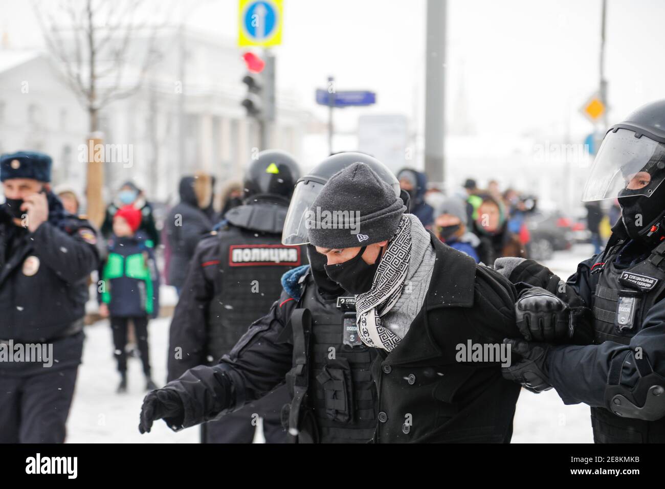 Moscow, Russia. 31th January, 2021. Protests in the capital of Russia ...