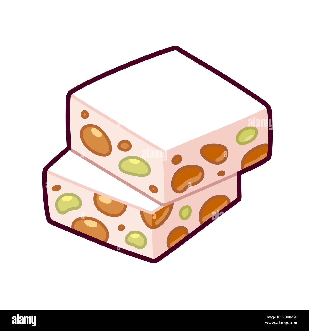 Nougat or torrone, nut candy drawing. Isolated cartoon vector ...