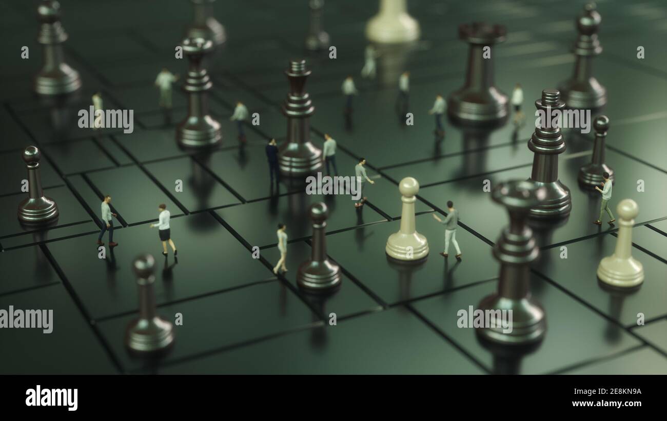 3d render. Chess board and pieces Stock Photo - Alamy