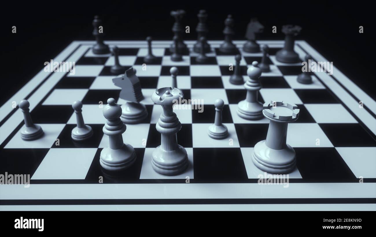 3d render. Chess board and pieces Stock Photo - Alamy
