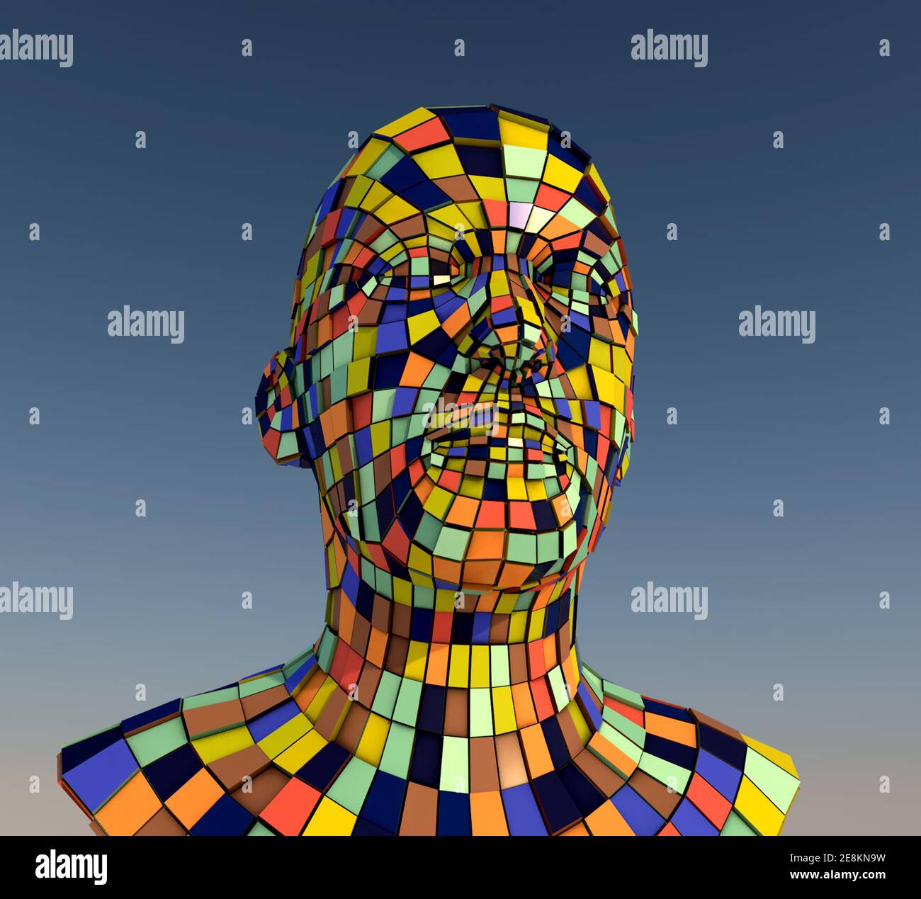 3d render. Head Human shattered portrait Stock Photo - Alamy