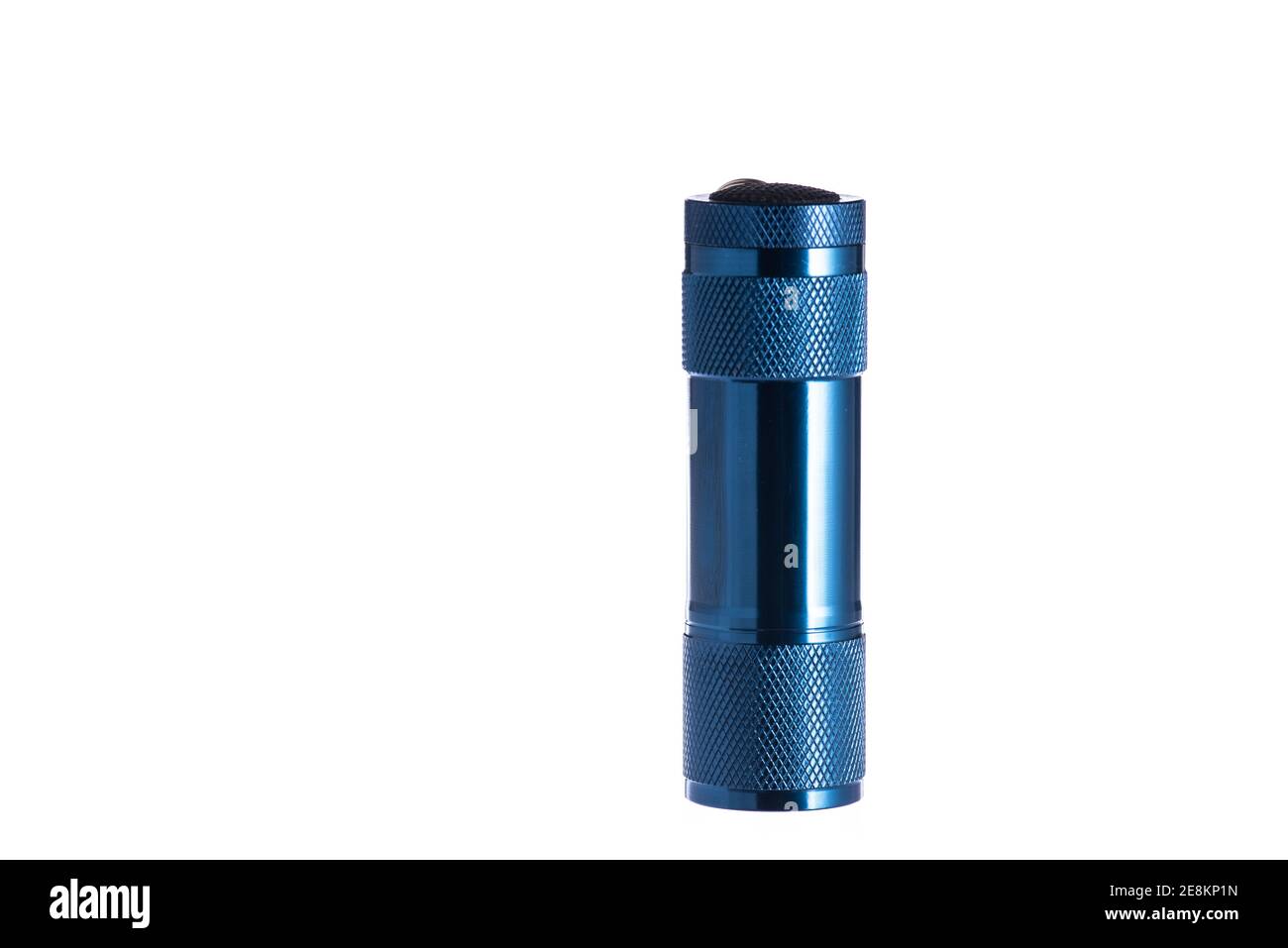 Small blue pocket flashlight on an isolated white background Stock ...