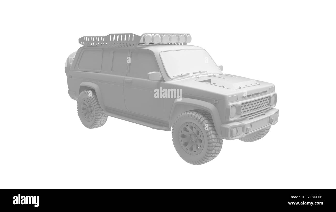 3D rendering, of an offroad car automotive computer model isolated on a ...