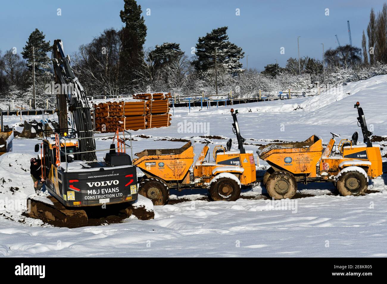 building site covered in snow Stock Photo - Alamy