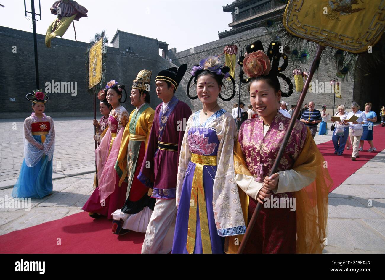 Asia,China, Shaanxi, Xian,People wearing Tang Dynasty era costumes ...