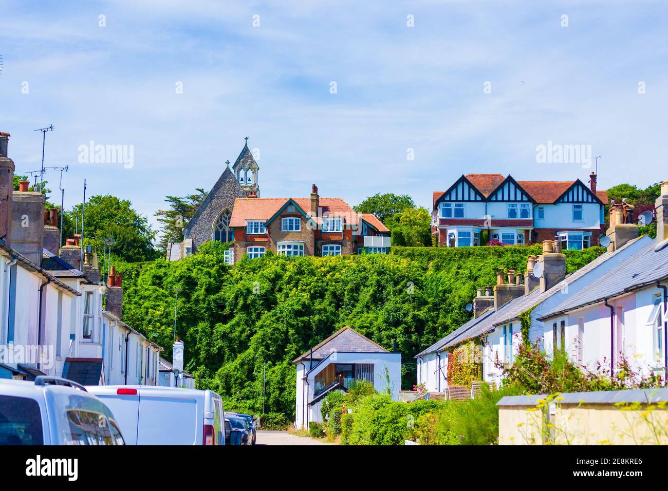 Street view of Kingsdown-a village on the English Channel coast of Kent ...