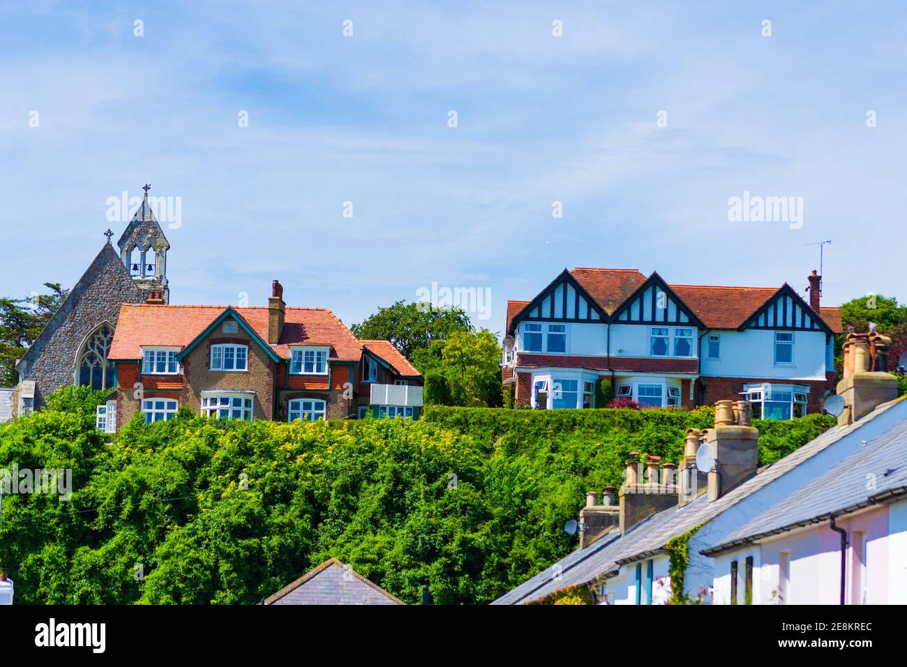 Street view of Kingsdown-a village on the English Channel coast of Kent ...