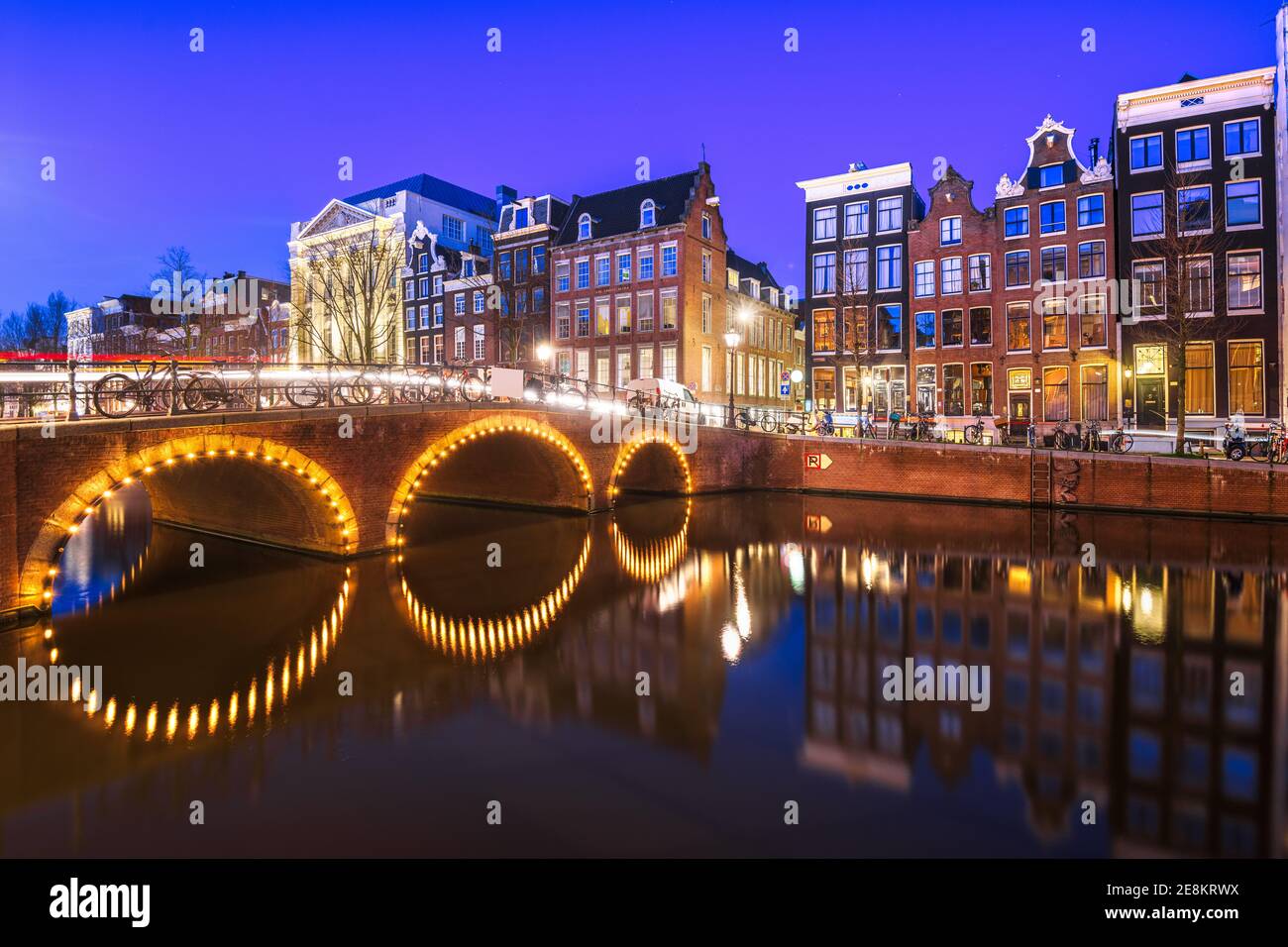 Amsterdam, Netherlands bridges and canals at twilight Stock Photo - Alamy