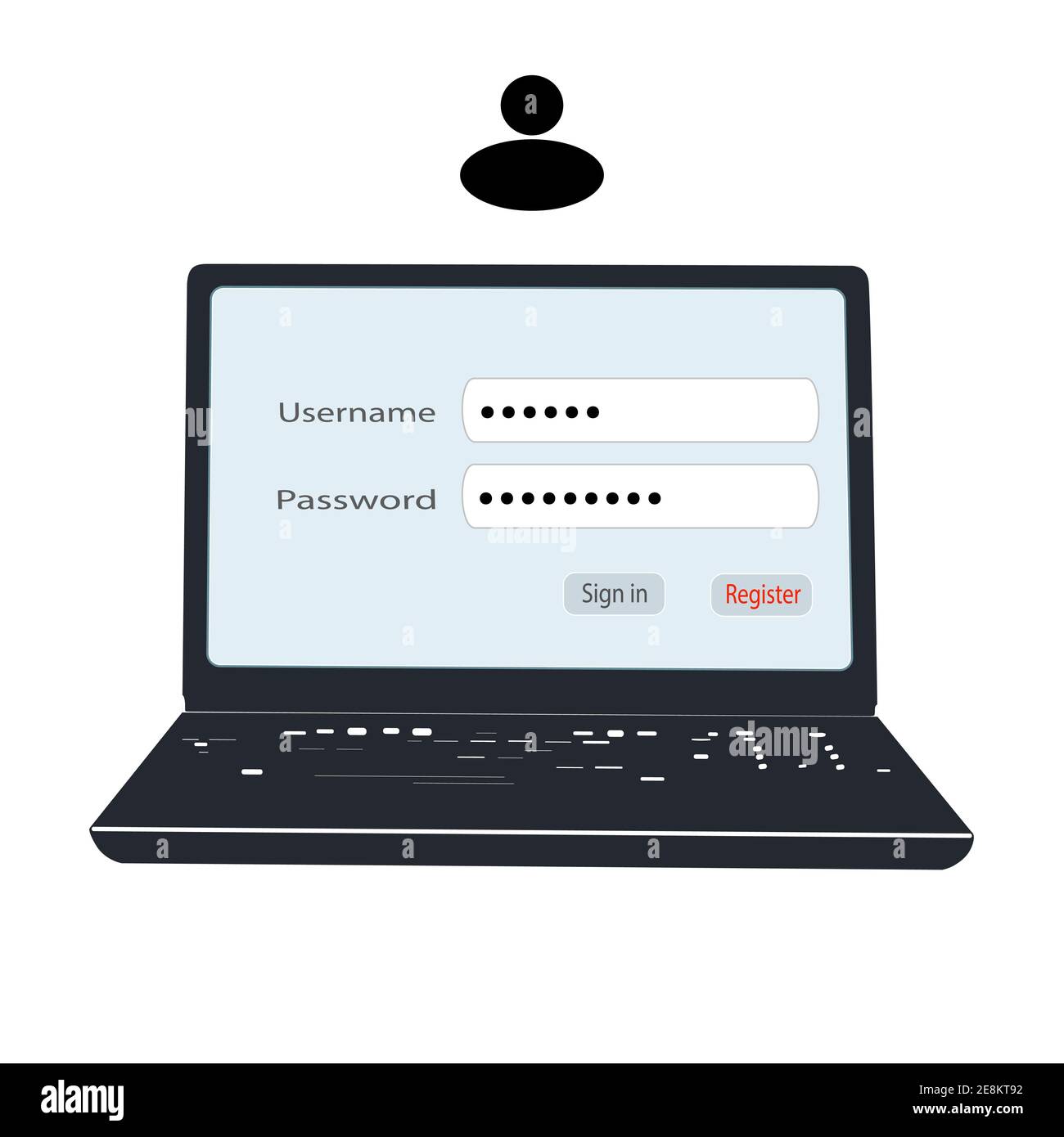 Interface design of the login and registration form. The page on the ...