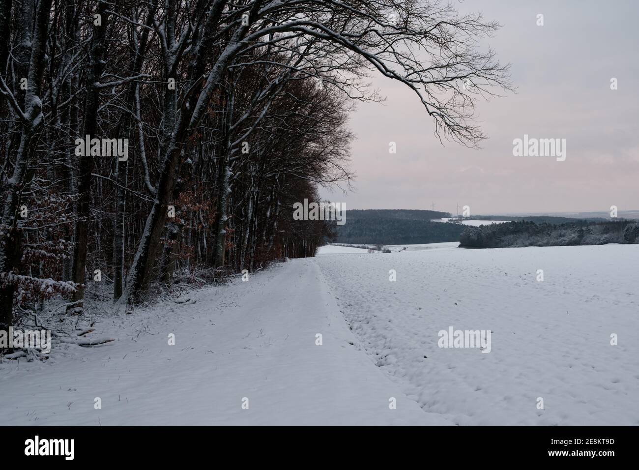 German Landscape in the winter with snow and forest Stock Photo - Alamy