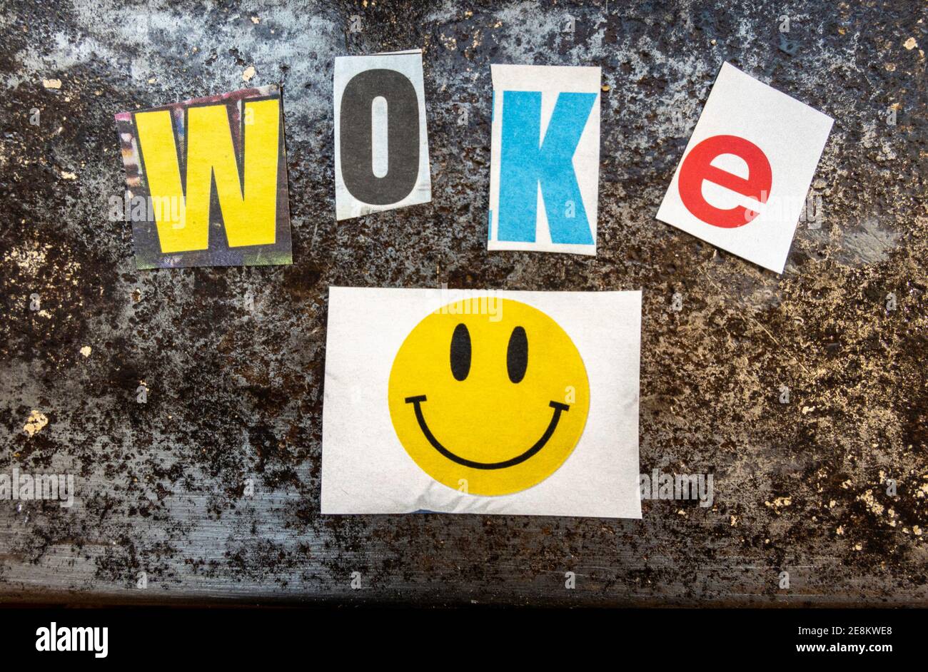 TheTerm "Stay WOKE" using cut-out paper letters in the ransom note ...