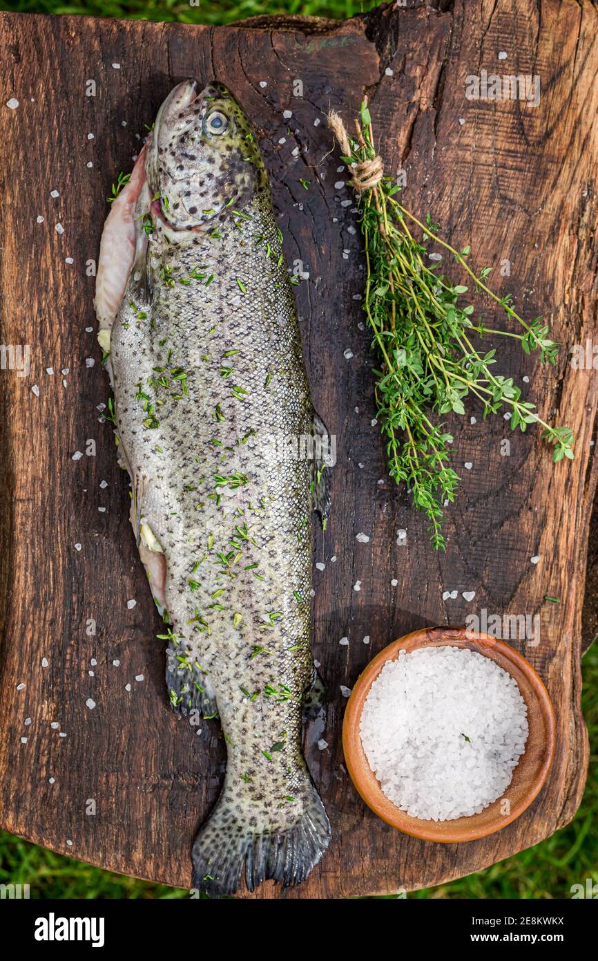 Whole trout in white hi-res stock photography and images - Alamy