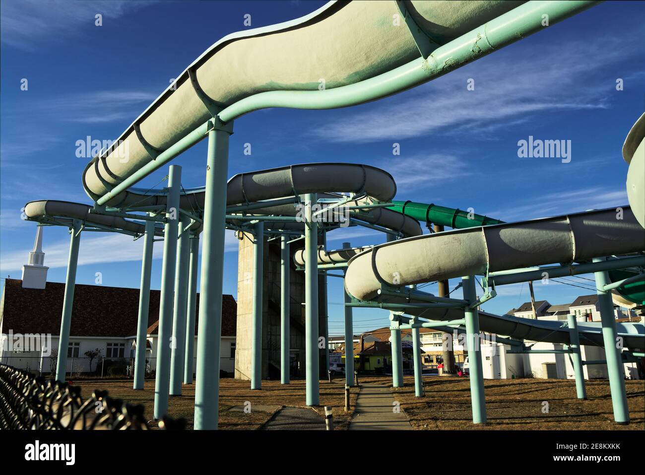 Hampton Beach - Hampton, New Hampshire – An empty water slide weaves ...