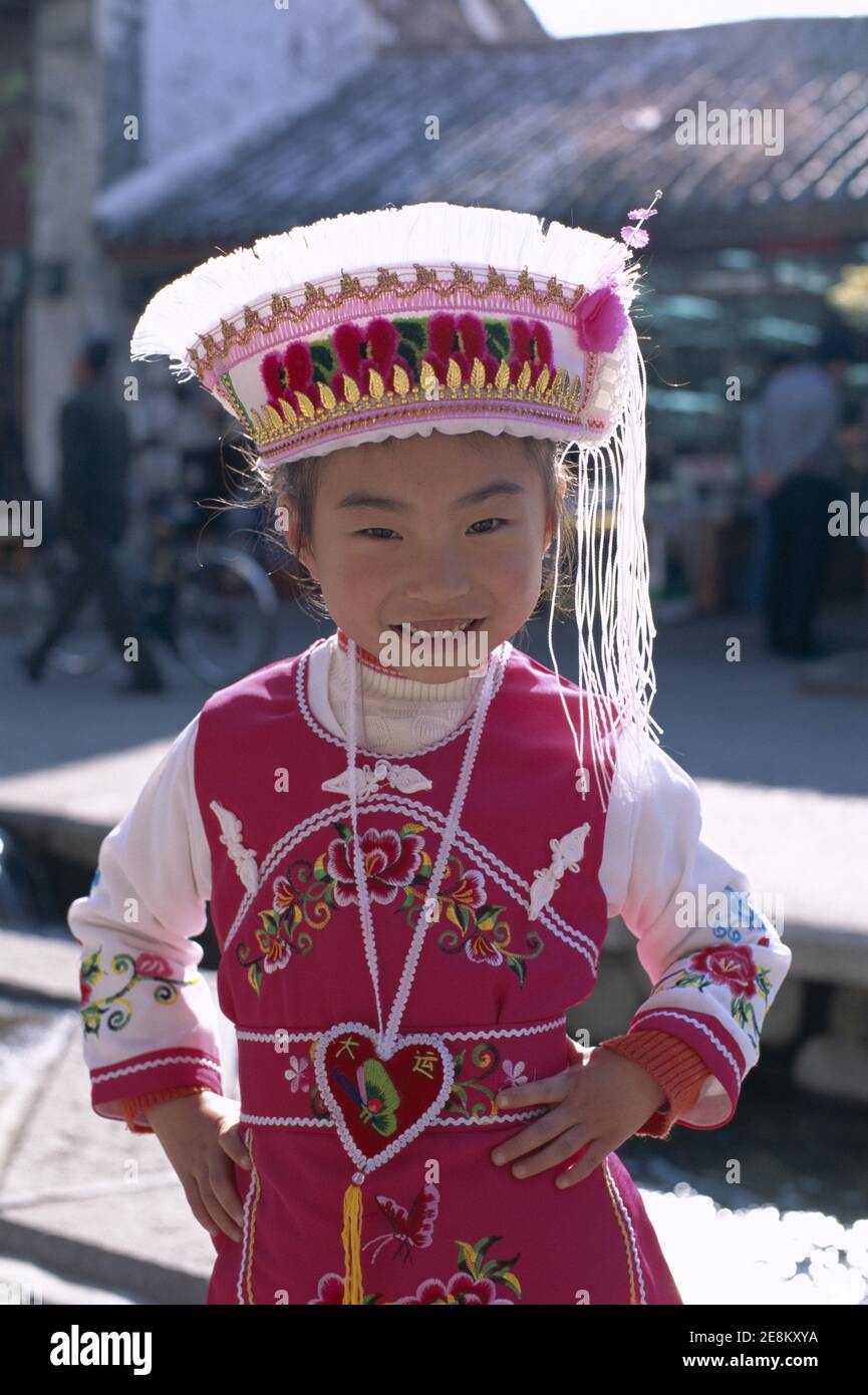 Asia China,Yunnan Dali City, Bai Minority,portrait of a Young girl ...