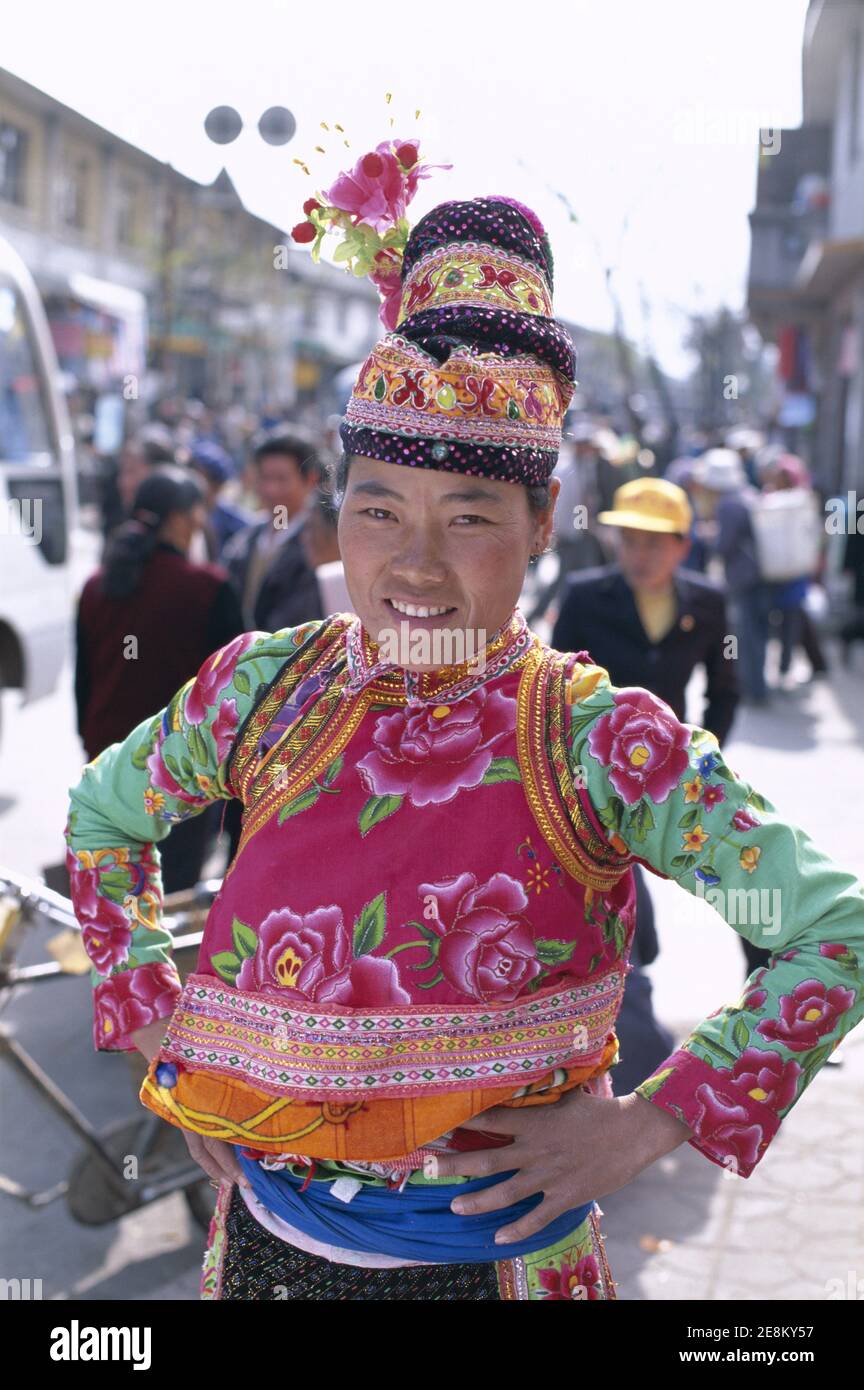 Asia, china, Yunnan, Dali City, ethnic minority woman wearing ...