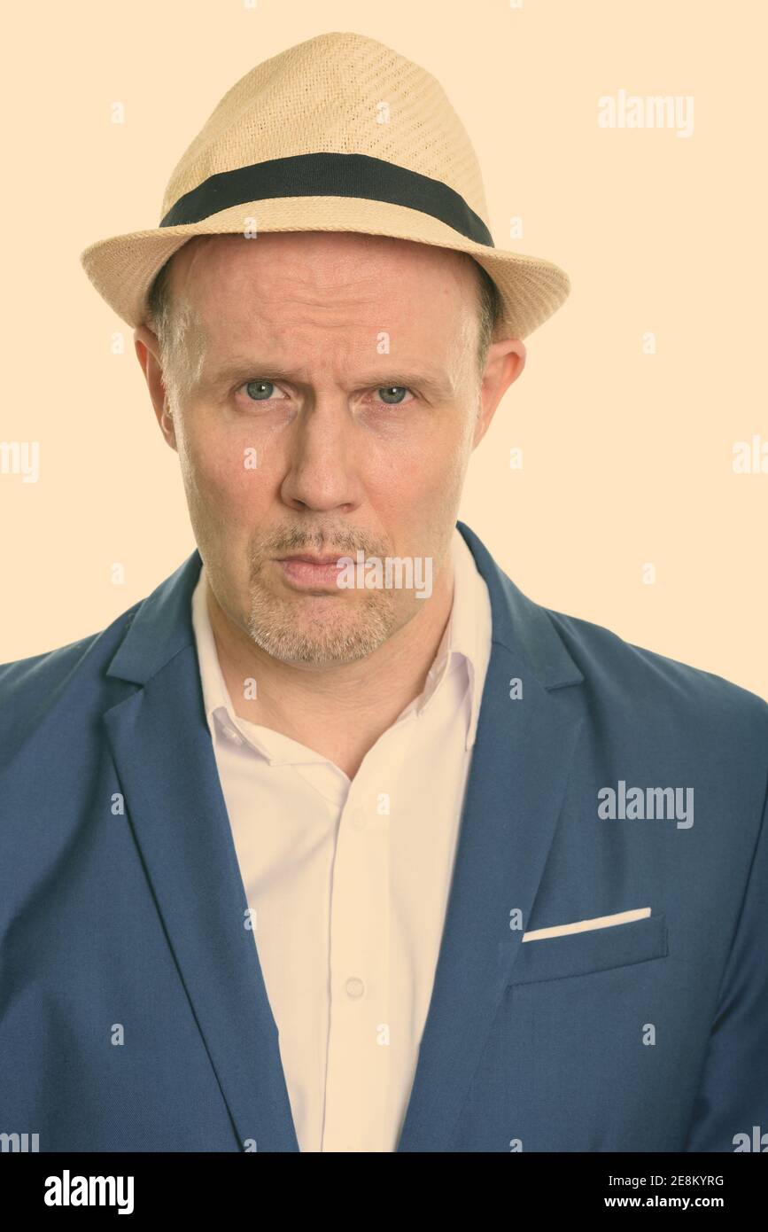 Portrait of mature Scandinavian man against studio background Stock ...