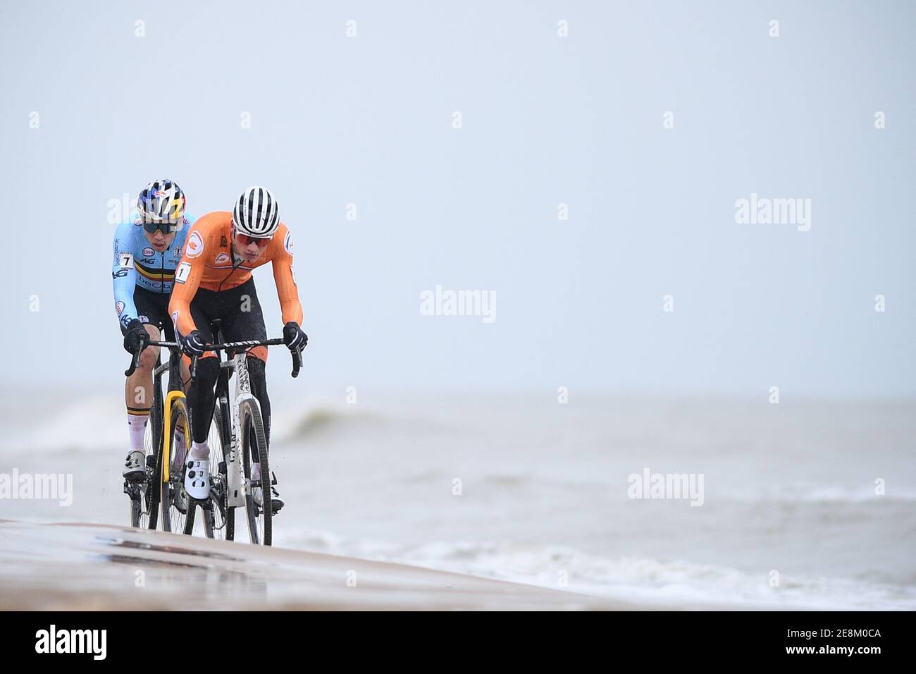 Belgian Wout Van Aert and Dutch Mathieu Van Der Poel pictured in action ...