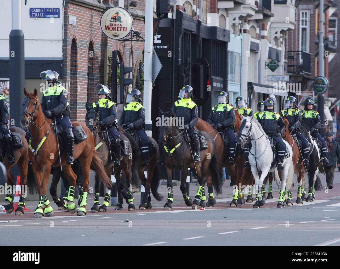 Amsterdam, Netherlands. 31st Jan, 2021. Dutch anti-riot mounted police ...