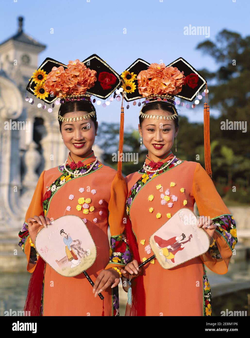 Asia, China, Beijing, Girls wearing traditional clothing Stock Photo ...