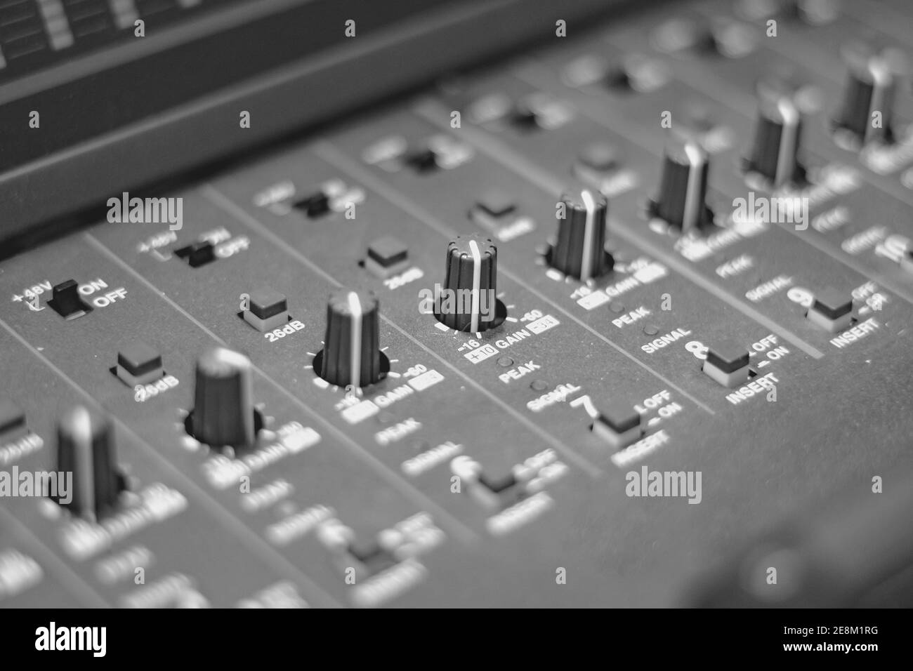 Professional studio mixing console Black and White Stock Photos ...