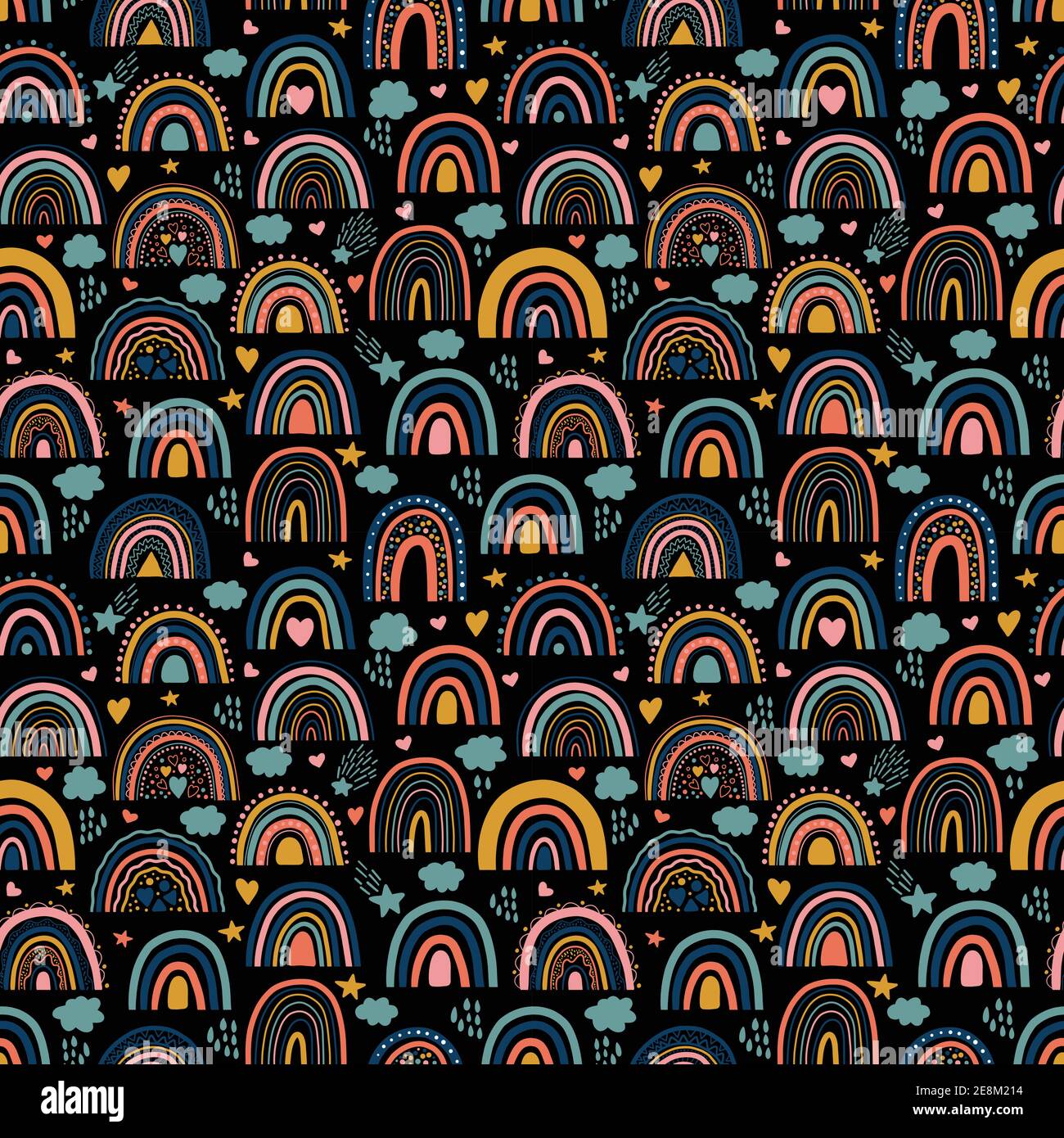 Nice baby neutral bohemian rainbows seamless pattern. Trend rainbows ...