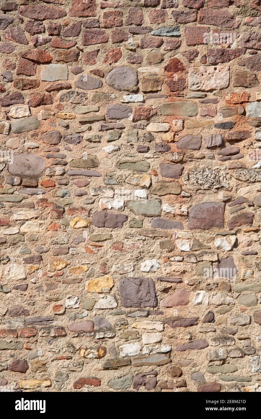 Pattern of bricks and stones at old middle age wall, Magdeburg, Germany ...