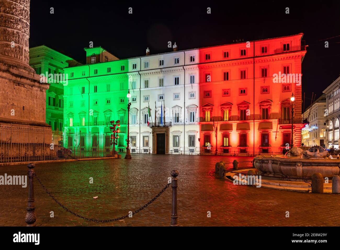 Rome, Italy - december 19, 2020: The Chigi Palace illuminated with the ...