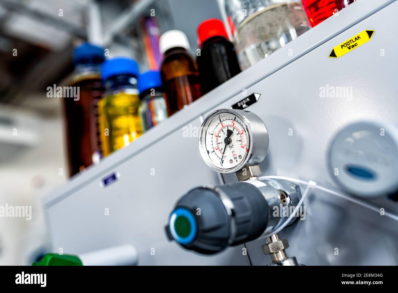 Closeup of pressure manometer measuring gas pressure, industry background Stock Photo - Alamy