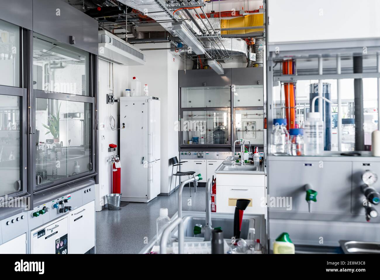Empty chemistry laboratory with glassware and high-end equipment Stock ...