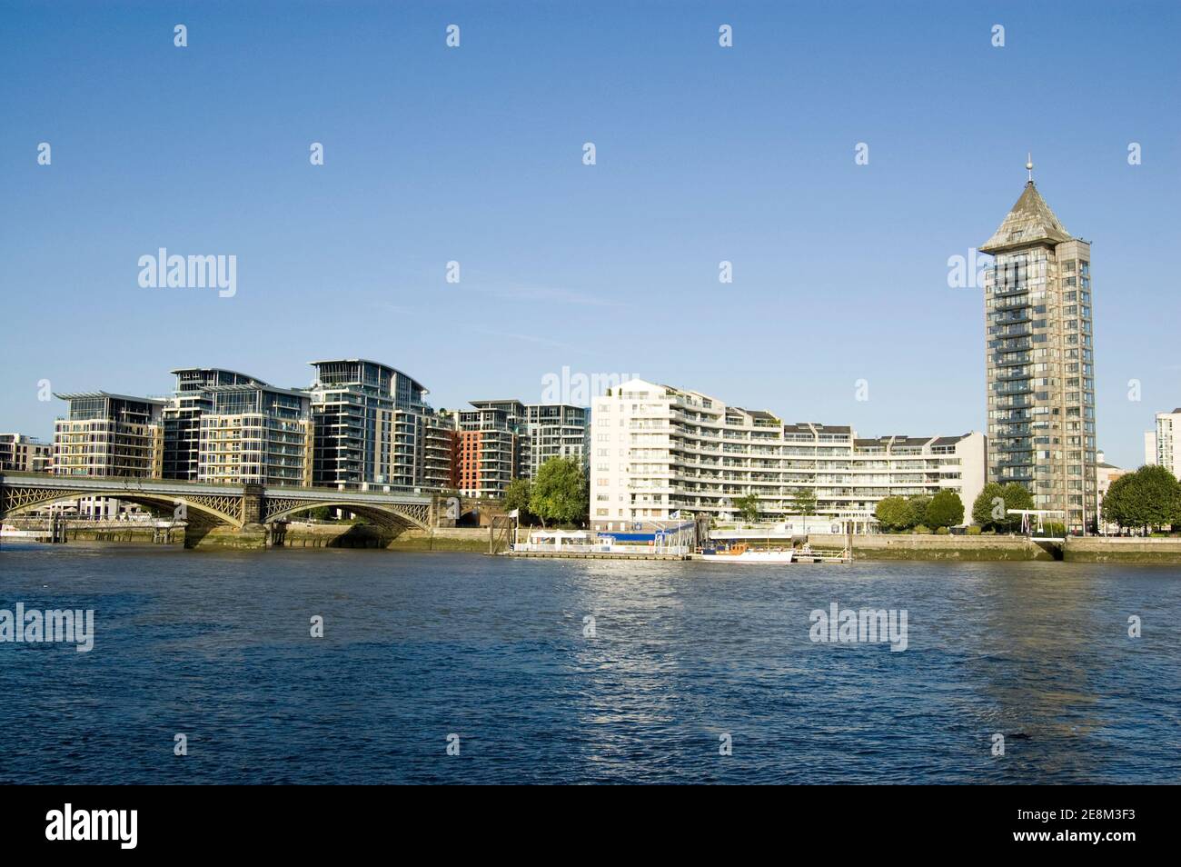 View across the River Thames looking towards Chelsea with the Cremorne ...