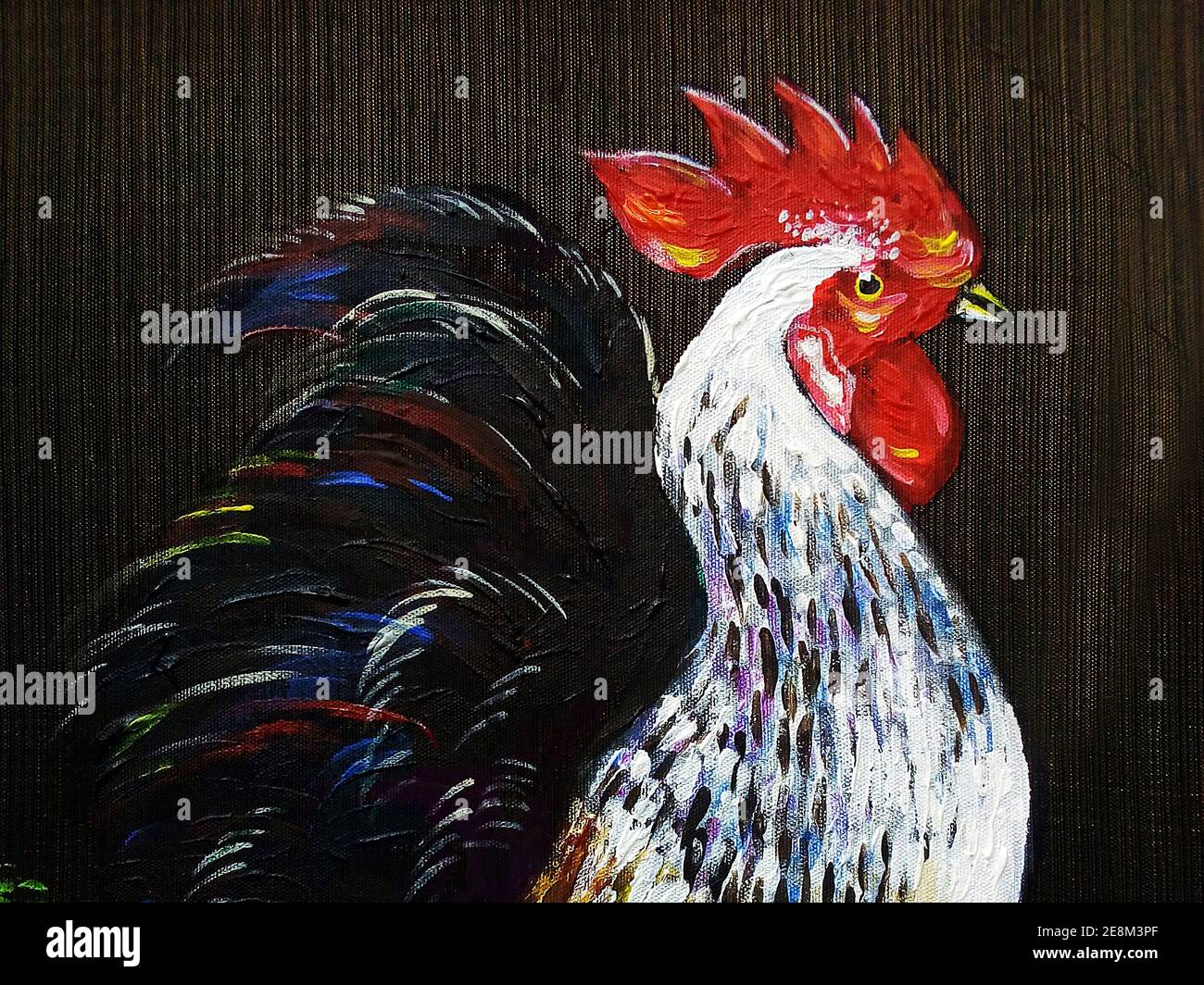 Art painting oil color , chicken, cock, hen,chick , paint brushes ...