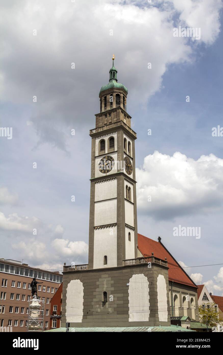 Town hall square with town hall and perlachturm hi-res stock ...